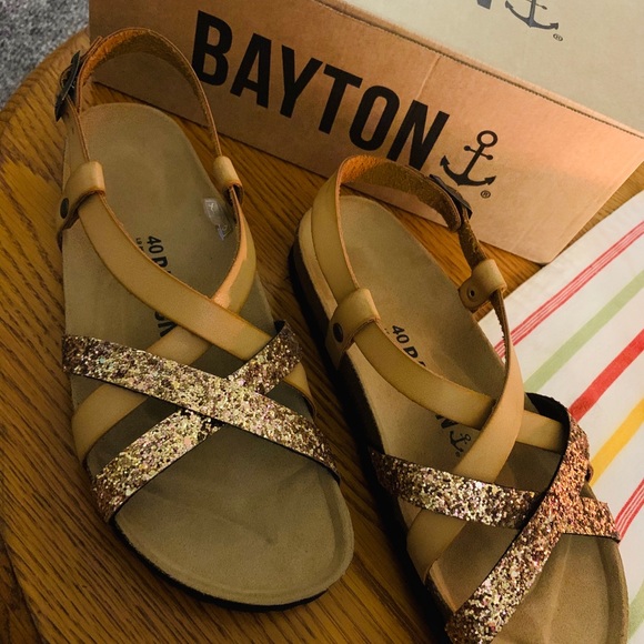 BAYTON | Shoes | New Bayton Gold Glitter Leather Sandals | Poshmark
